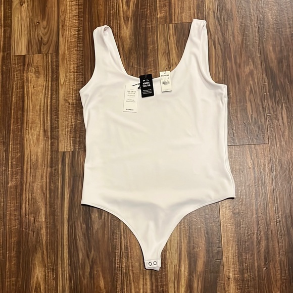 Express | Tops | Express Body Contour Bodysuit White Large Nwt | Poshmark